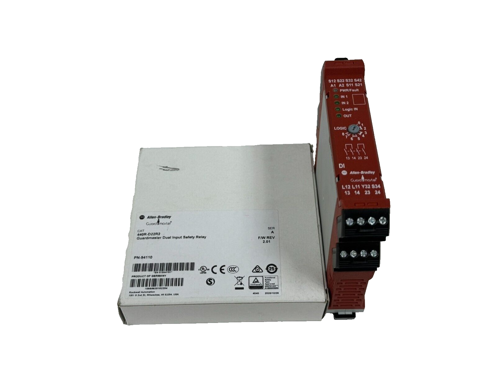 ALLEN BRADLEY 440R-D22R2 DUAL INPUT SAFETY RELAY SER. A 94110 GSR-DI ...