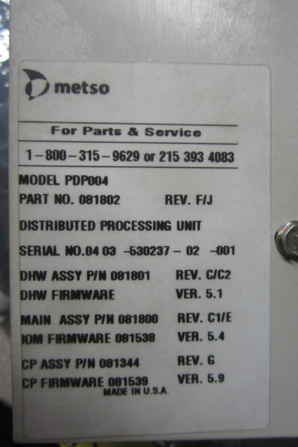 METSO MAX CONTROL SYSTEMS MODEL PDP004 MODULE PART 081802 - SB ...