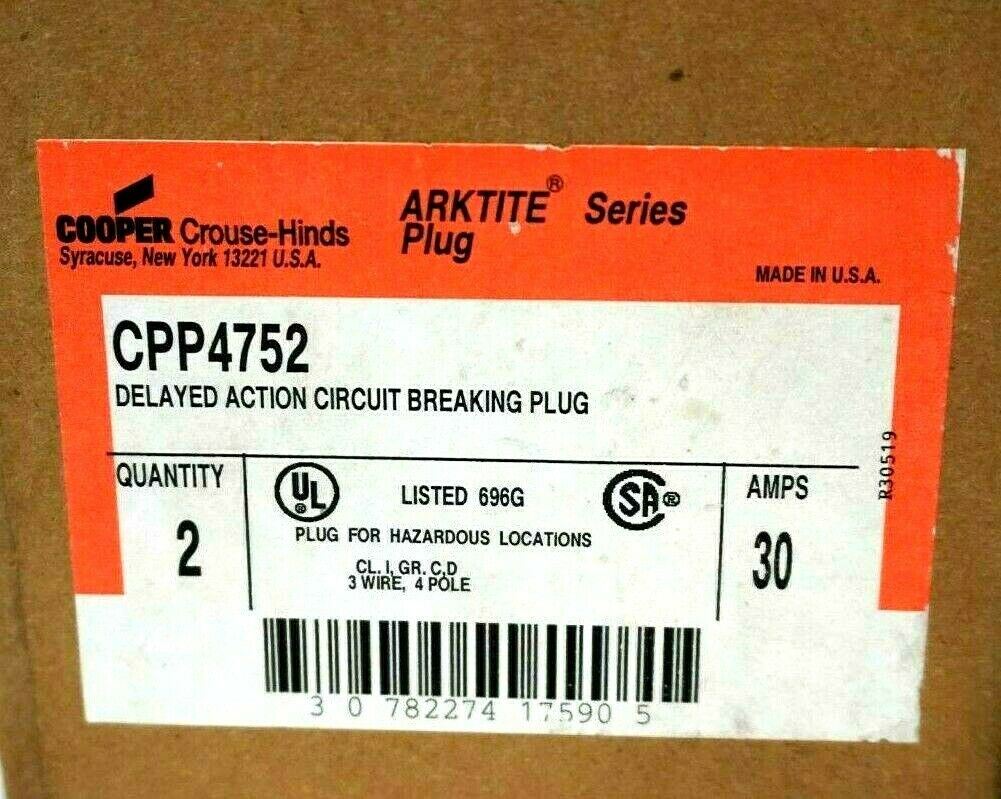 NEW COOPER CROUSE HINDS CPP4752 CIRCUIT BREAKING PLUG - SB Industrial ...