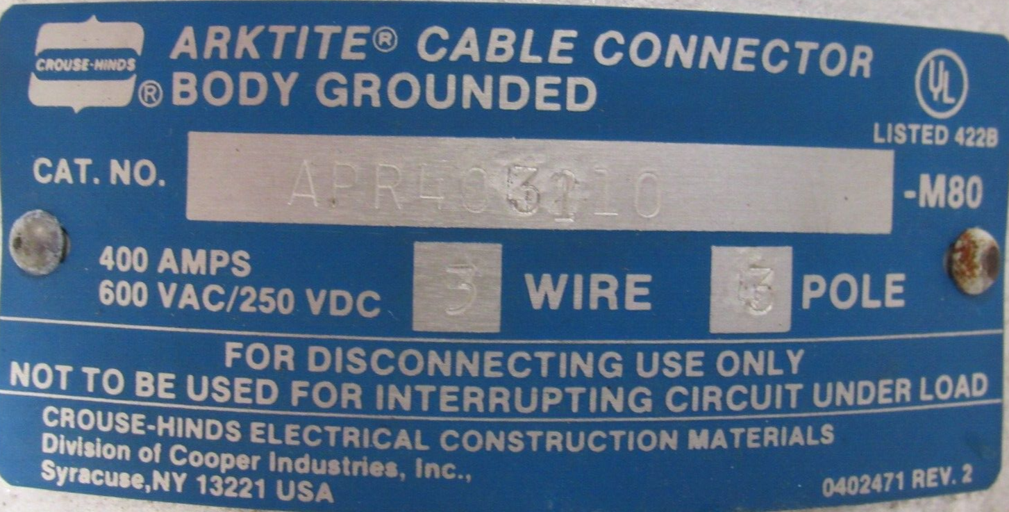 NEW CROUSE HINDS APR403110 ARKLITE CABLE CONNECTOR - SB Industrial ...