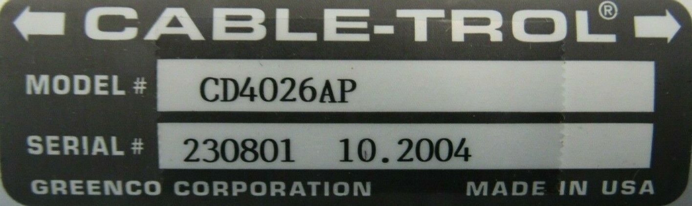 NEW GREENCO CD4026AP CABLE-TROL CABLE CYLINDER - SB Industrial Supply, Inc.