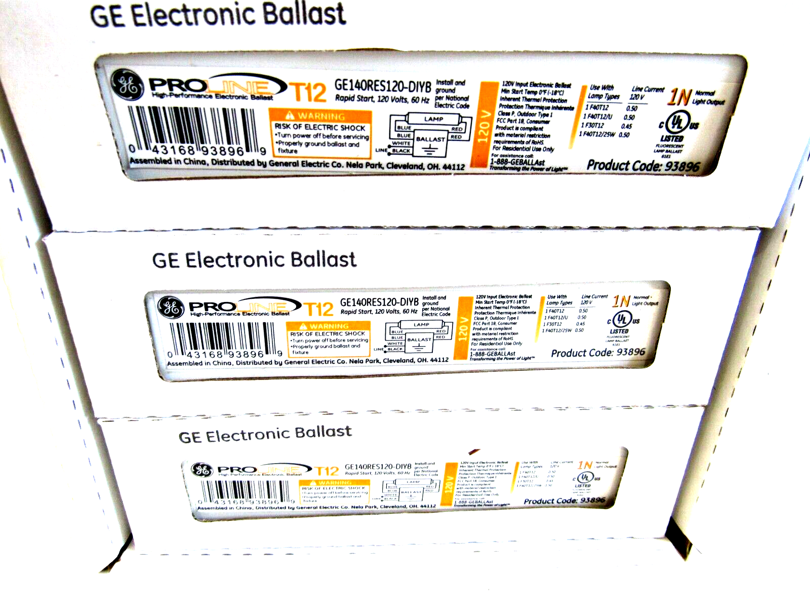 NEW LOT OF 6 GE PROLINE GE140RES120-DIYB BALLAST GE140RES120DIYB - SB ...