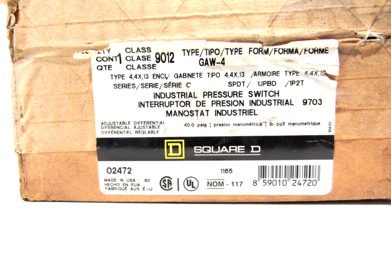 NEW SEALED SQUARE D 9012-GAW4 PRESSURE SWITCH SER.C 9012GAW4 - SB ...
