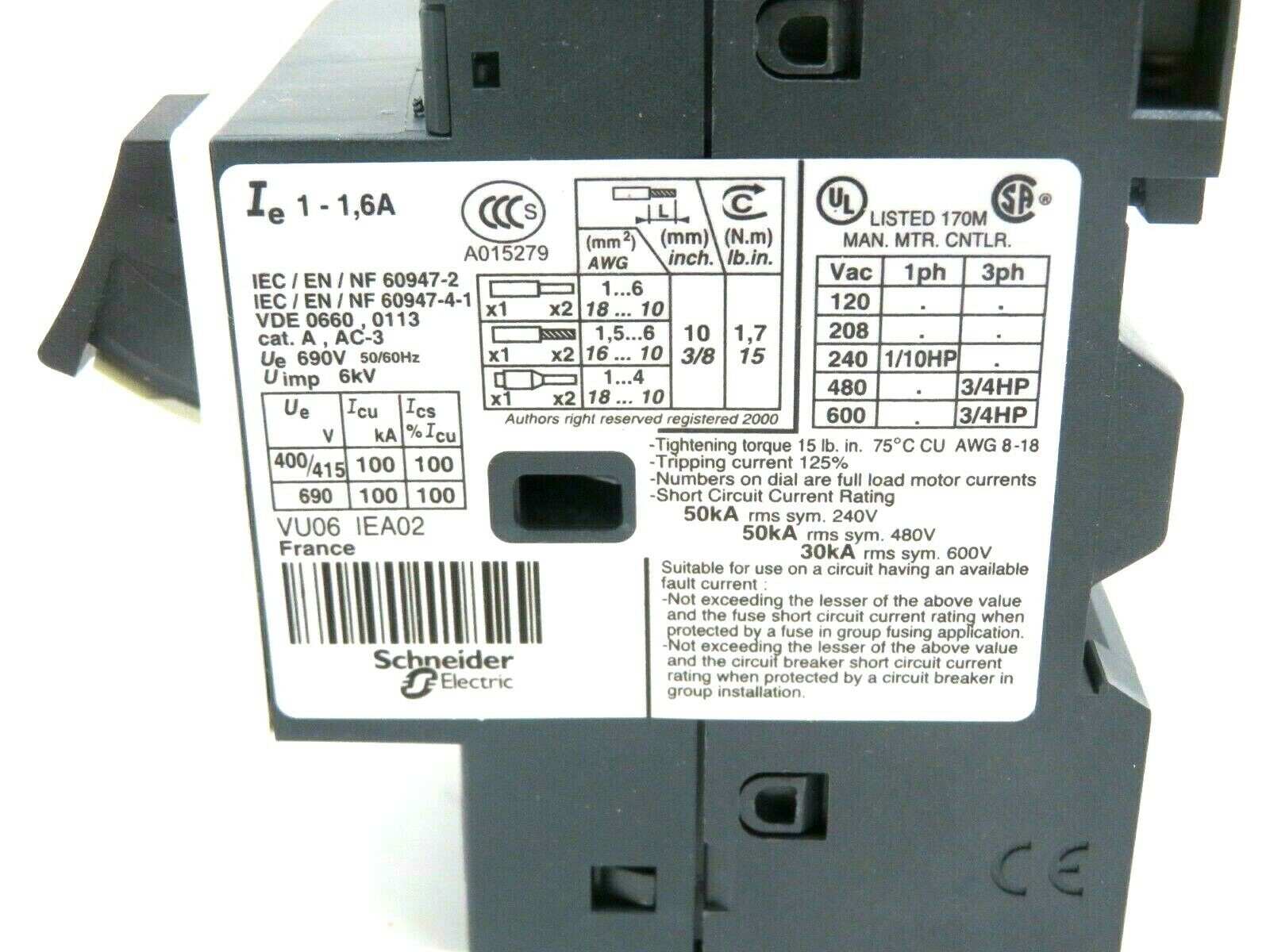 NEW TELEMECANIQUE GV2-ME06 CIRCUIT BREAKER GV2ME06 - SB Industrial ...