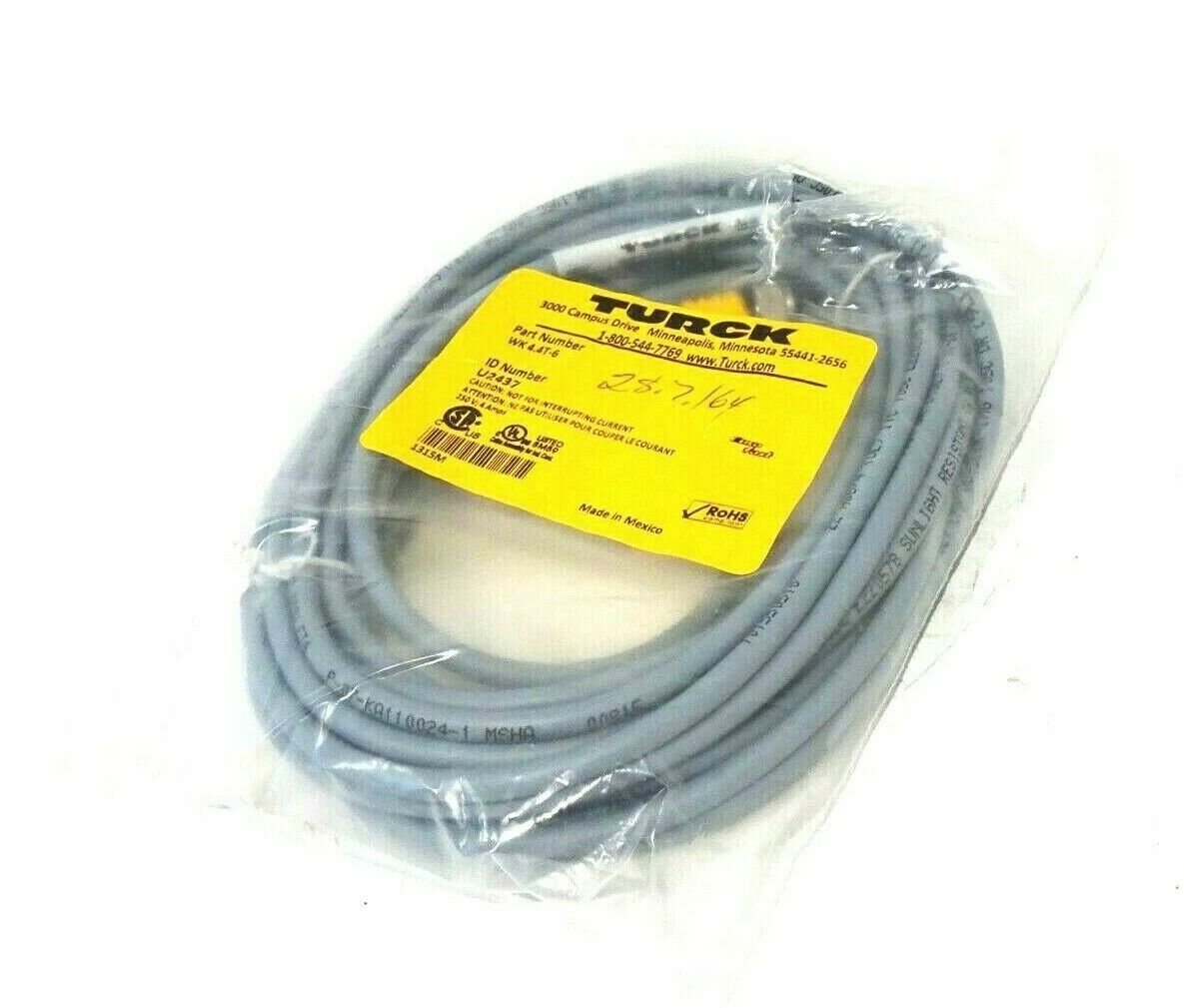 NEW TURCK WK 4.4T-6 CORDSET U2437 WK44T6 - SB Industrial Supply, Inc.