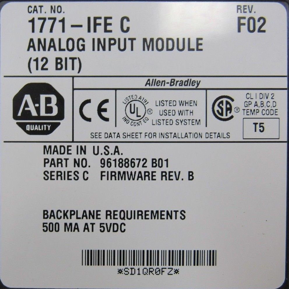 USED ALLEN BRADLEY 1771-IFE INPUT MODULE SER C 1771IFE - SB Industrial ...