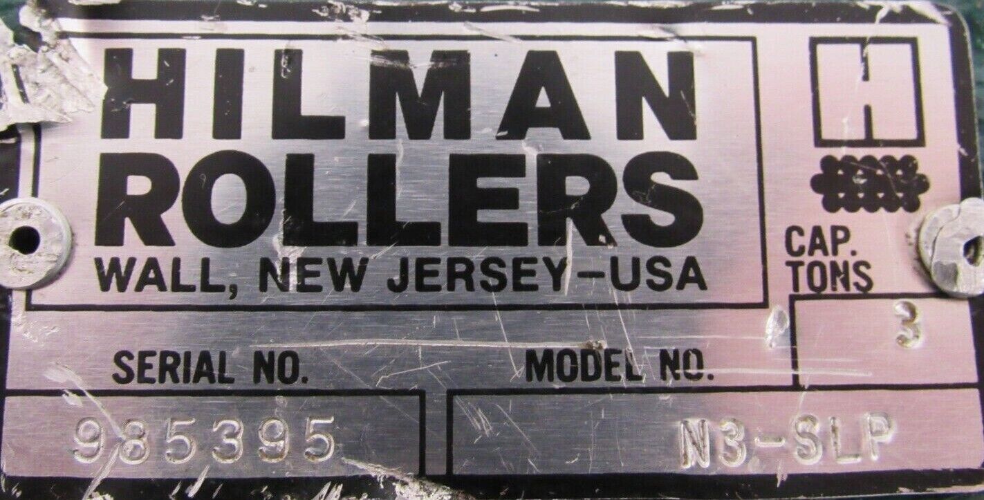 USED LOT OF 4 HILMAN ROLLERS N3-SLP ROLLER 3-TON N3SLP - SB Industrial ...