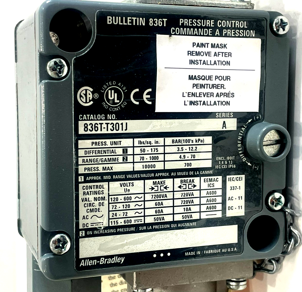 A / B 836T-T301J PRESSURE CONTROL SER. A 836TT301J - SB Industrial ...