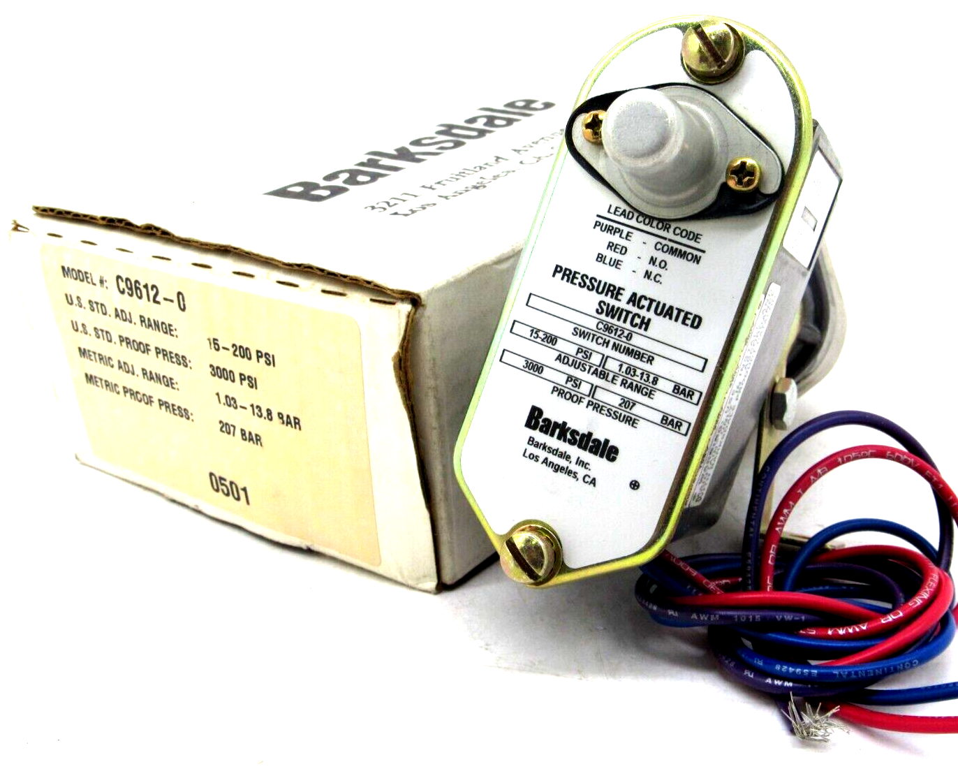 NEW BARKSDALE C9612-0 PRESSURE ACTUATED SWITCH C96120 - SB Industrial ...