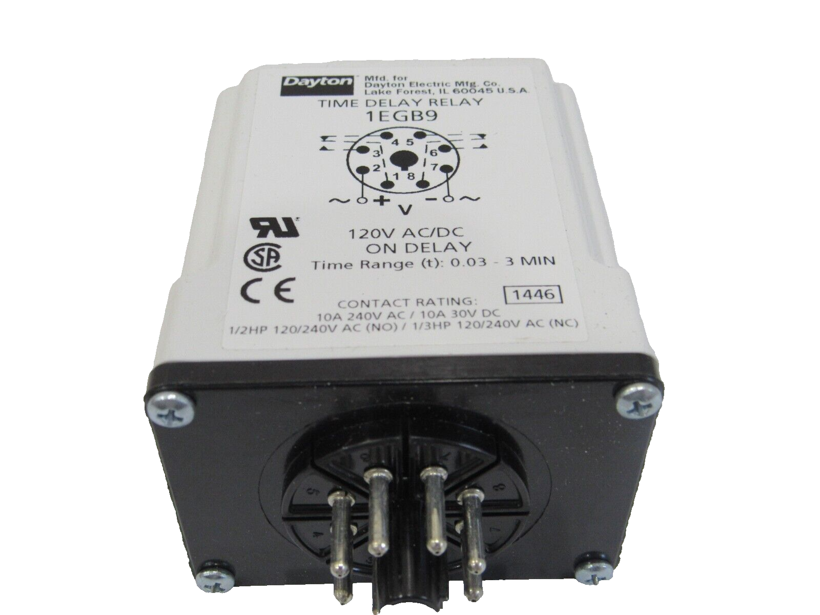 NEW DAYTON 1EGB9 TIME DELAY RELAY 120V AC/DC - SB Industrial Supply, Inc.