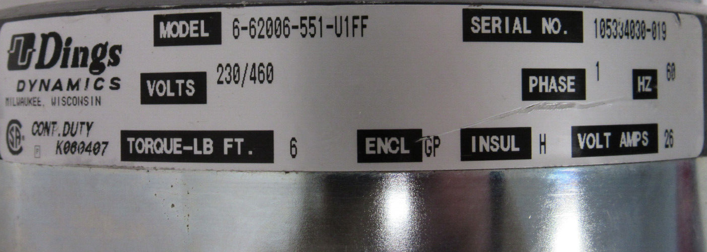 NEW DINGS 6-62006-551-U1FF MAGNETIC BRAKE 230/460V 662006551U1FF - SB ...