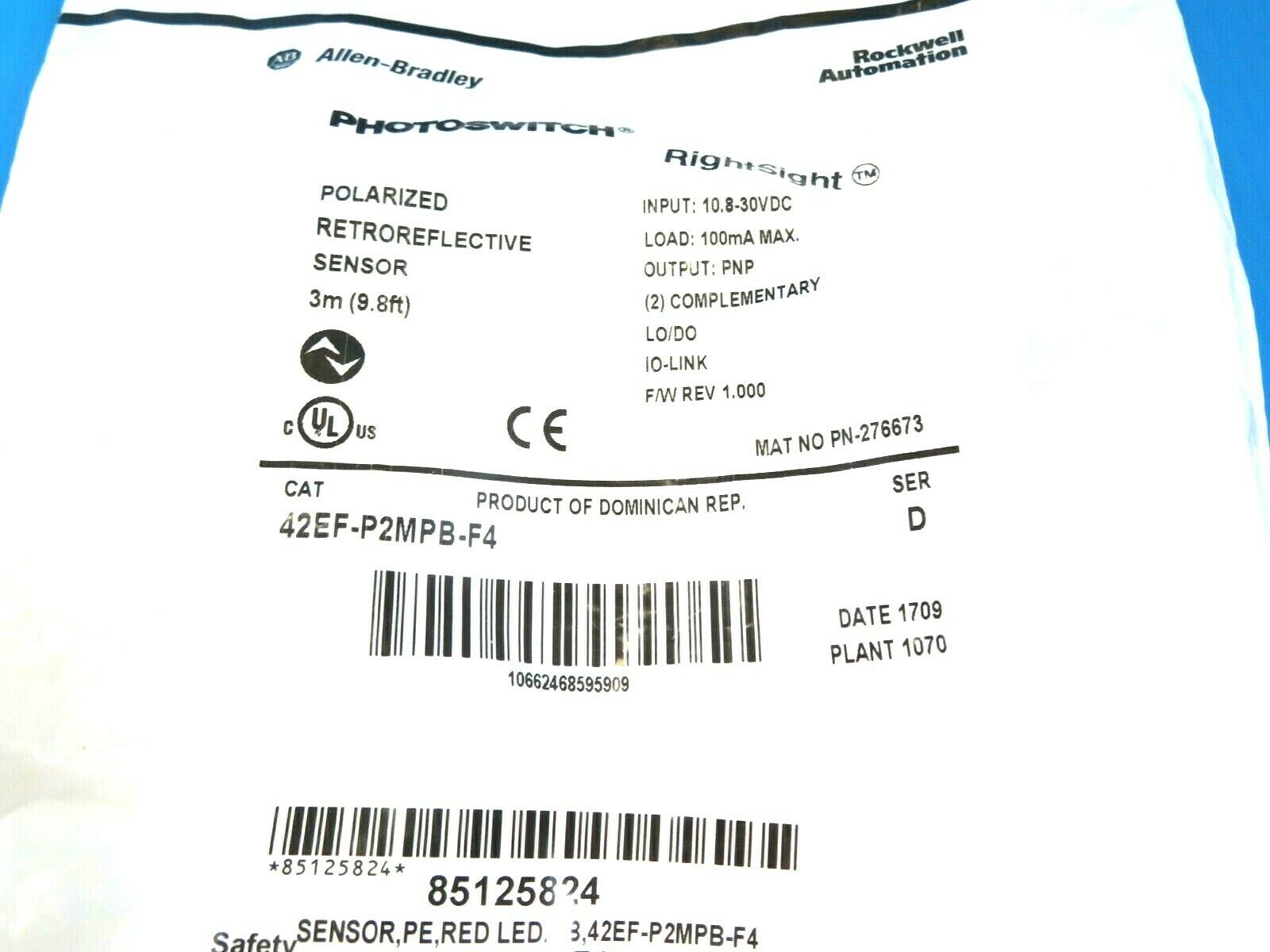 NEW LOT OF 4 ALLEN BRADLEY 42EF-P2MPB-F4 RETROREFLECTIVE SENSOR ...