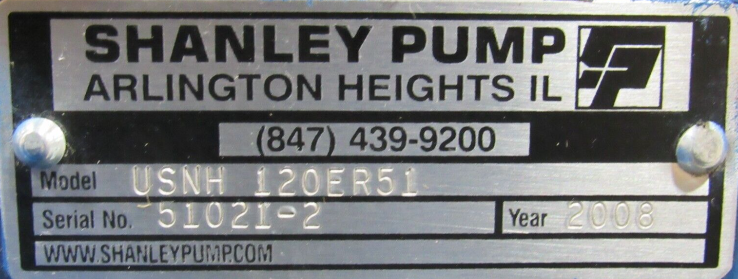 NEW SHANLEY PUMP USNH-120ER51 PUMP USNH120ER51 - SB Industrial Supply, Inc.