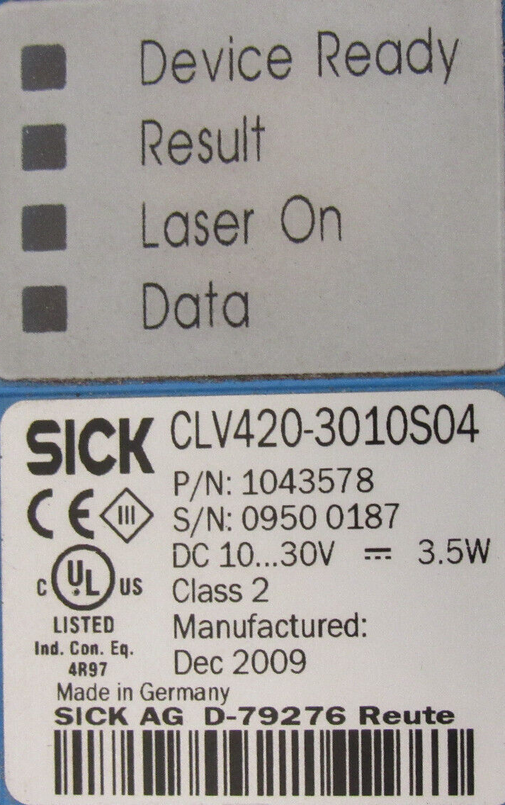USED SICK CLV420-3010S04 BARCODE SCANNER 1043578 CLV4203010S04 - SB ...