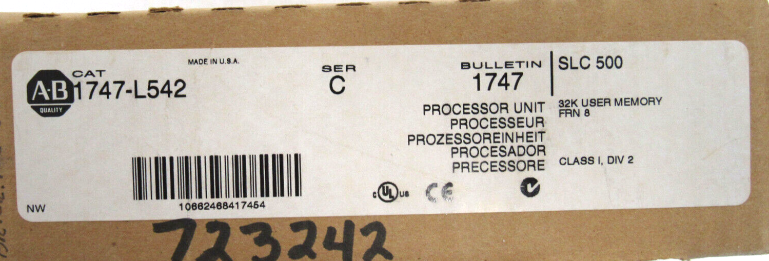 ALLEN BRADLEY 1747-L542 PROCESSOR UNIT SER.C FRN 8 1747L542 NEW SURPLUS ...