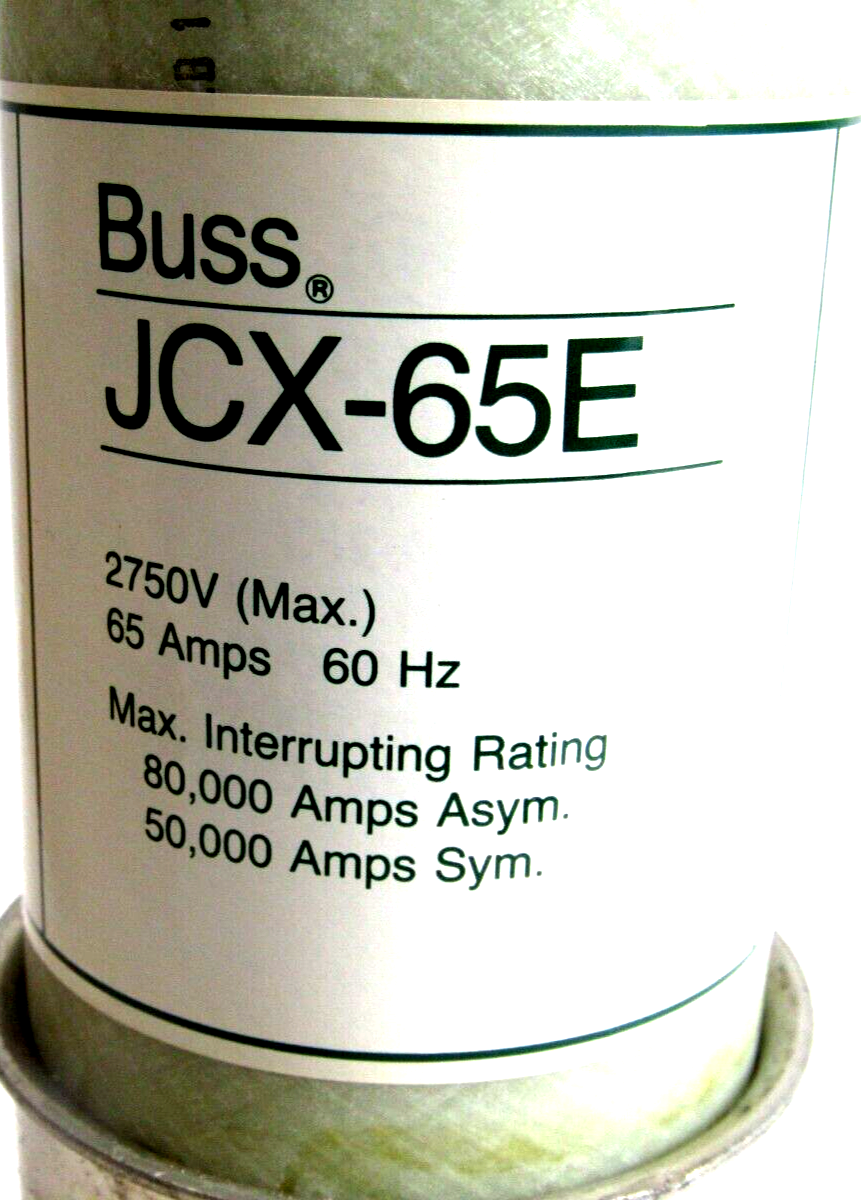 NEW BUSSMANN JCX-65E FUSE 2750V 65AMPS 60HZ JCX65E - SB Industrial ...