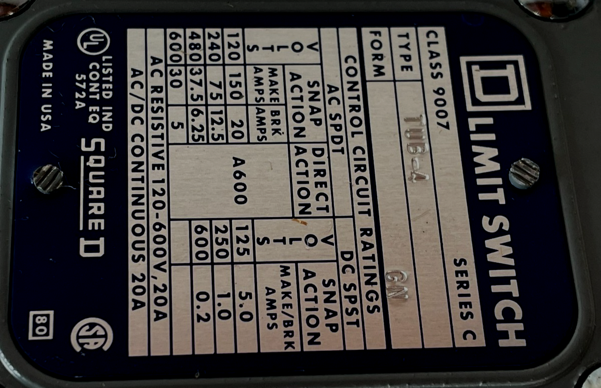 NEW SQUARE D 9007-TUB-4 LIMIT SWITCH SER.B 9007TUB4 - SB Industrial ...