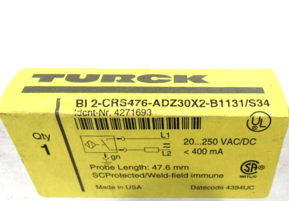 NEW TURCK BI2-CRS476-ADZ30X2-B1131/S34 INDUCTIVE SENSOR 4271693 - SB ...