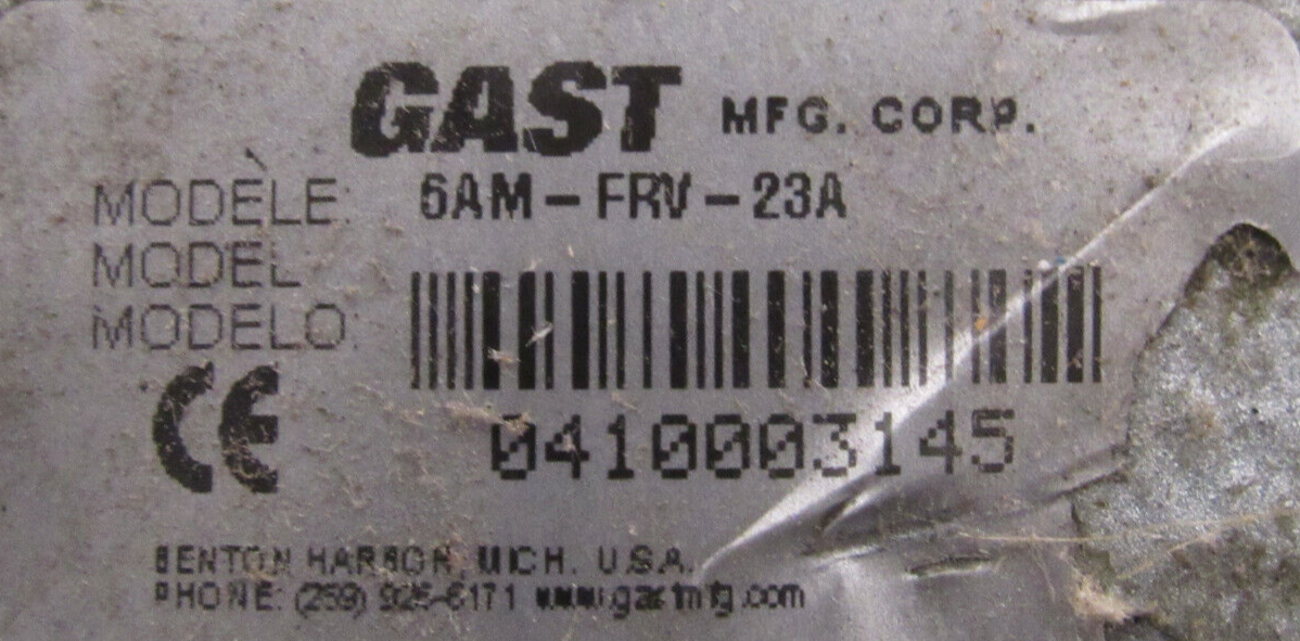 USED GAST 6AM-FRV-23A AIR MOTOR 6AMFRV23A - SB Industrial Supply, Inc.