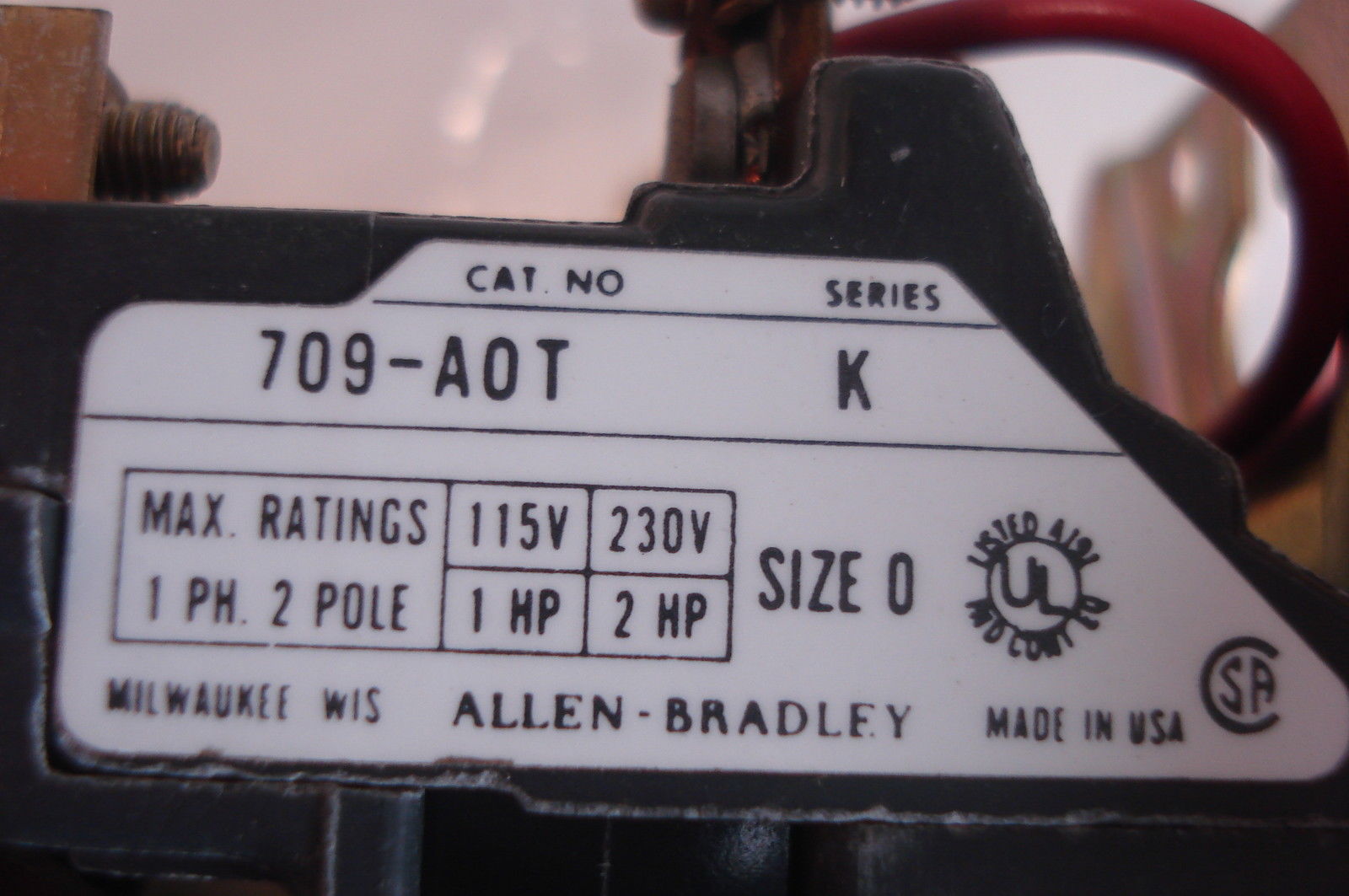 USED ALLEN BRADLEY 709-A0T STARTER SER. K SIZE 0 709A0T - SB Industrial ...