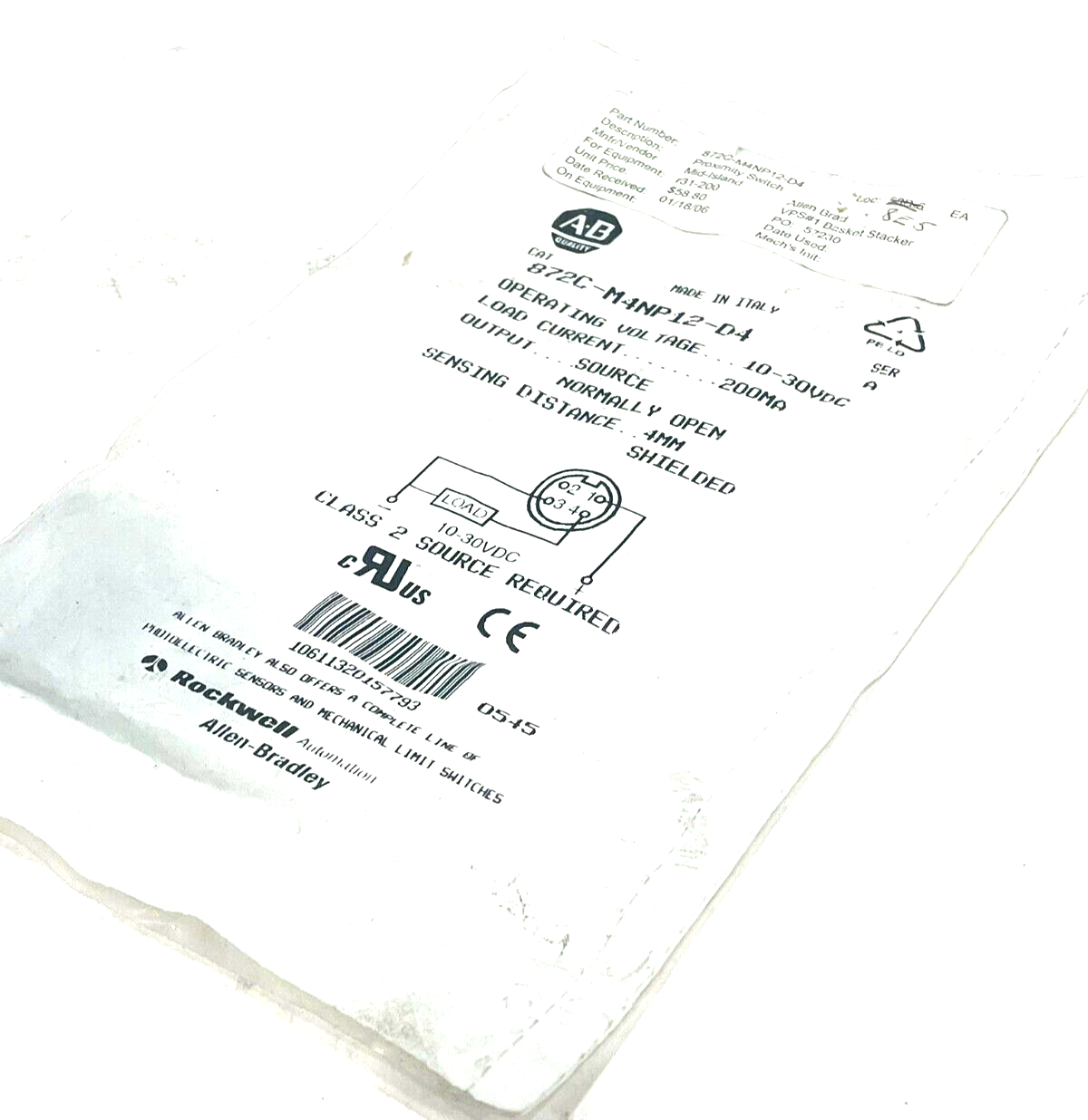 ALLEN BRADLEY 872C-M4NP12-D4 PROXIMITY SWITCH SER.A 872CM4NP12D4 NEW ...