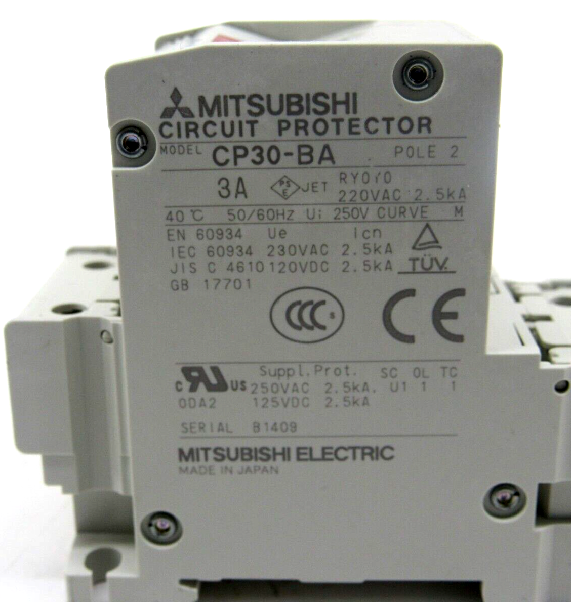 NEW MITSUBISHI ELECTRIC CP30-BA 2P 1-M 3A A CIRCUIT PROTECTOR ...