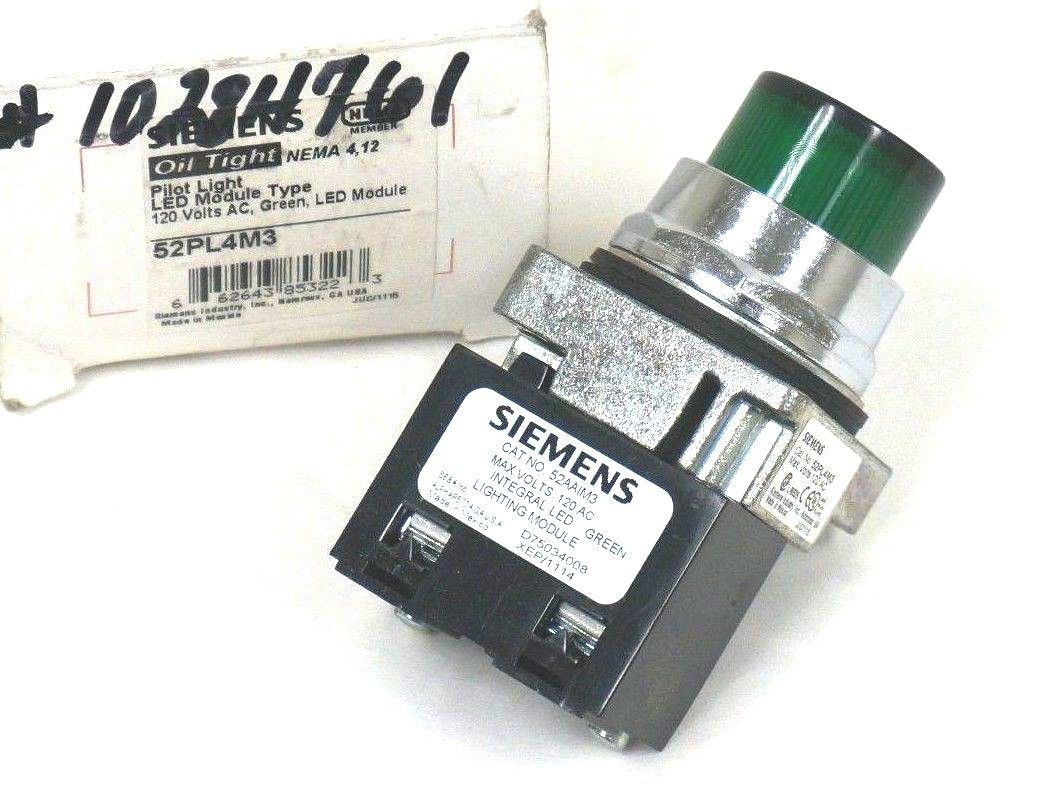 NEW SIEMENS 52PL4M3 GREEN LED PILOT LIGHT - SB Industrial Supply, Inc.