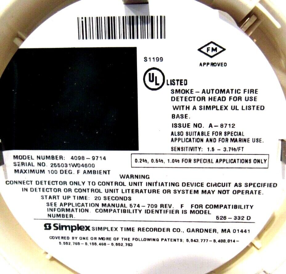 NEW SIMPLEX 4098-9714 SMOKE DETECTOR 40989714 - SB Industrial Supply, Inc.
