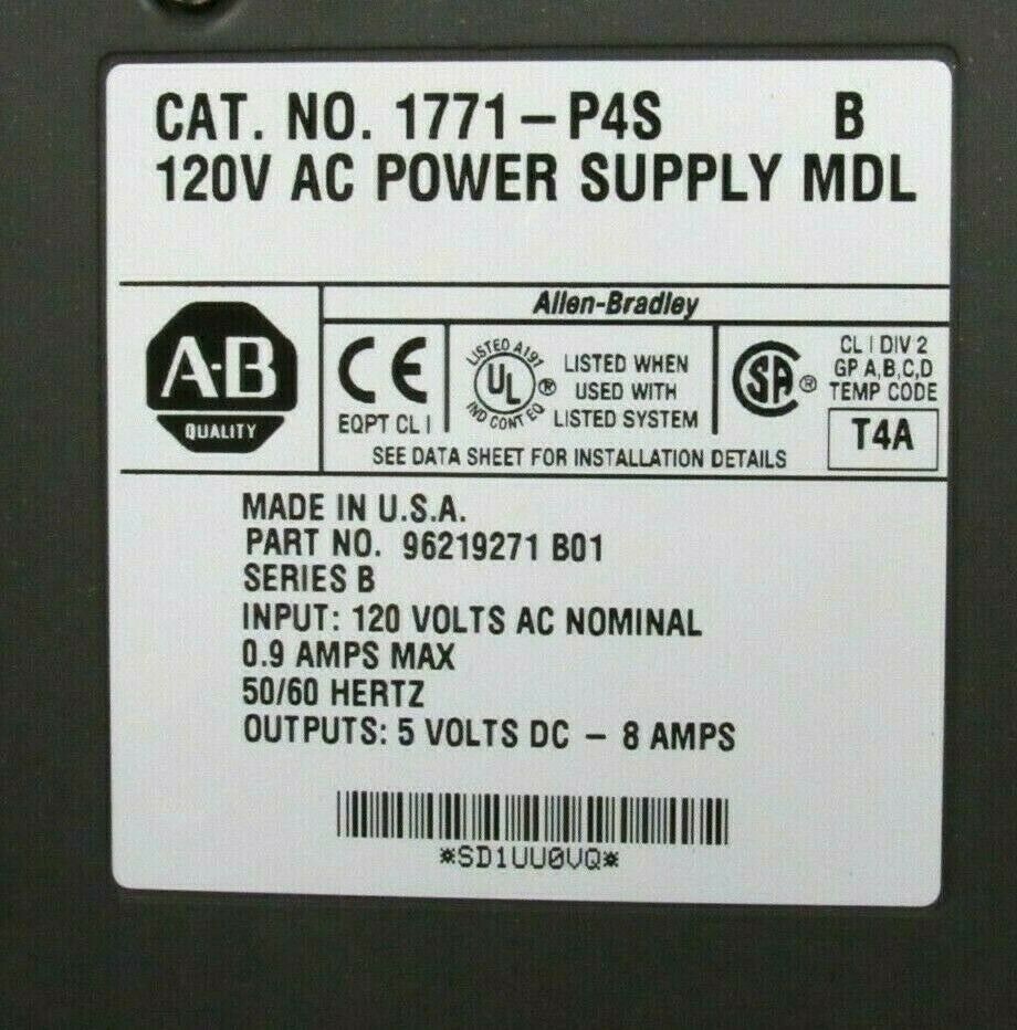 NEW ALLEN BRADLEY 1771-P4S POWER SUPPLY MODULE 1771P4S - SB Industrial ...