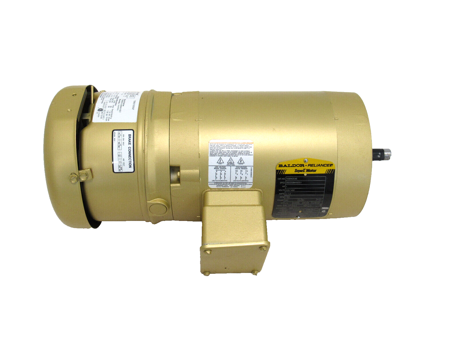 NEW BALDOR VEBM3546 BRAKE MOTOR 1HP 230/46V 1760RPM 105602100BQF - SB ...