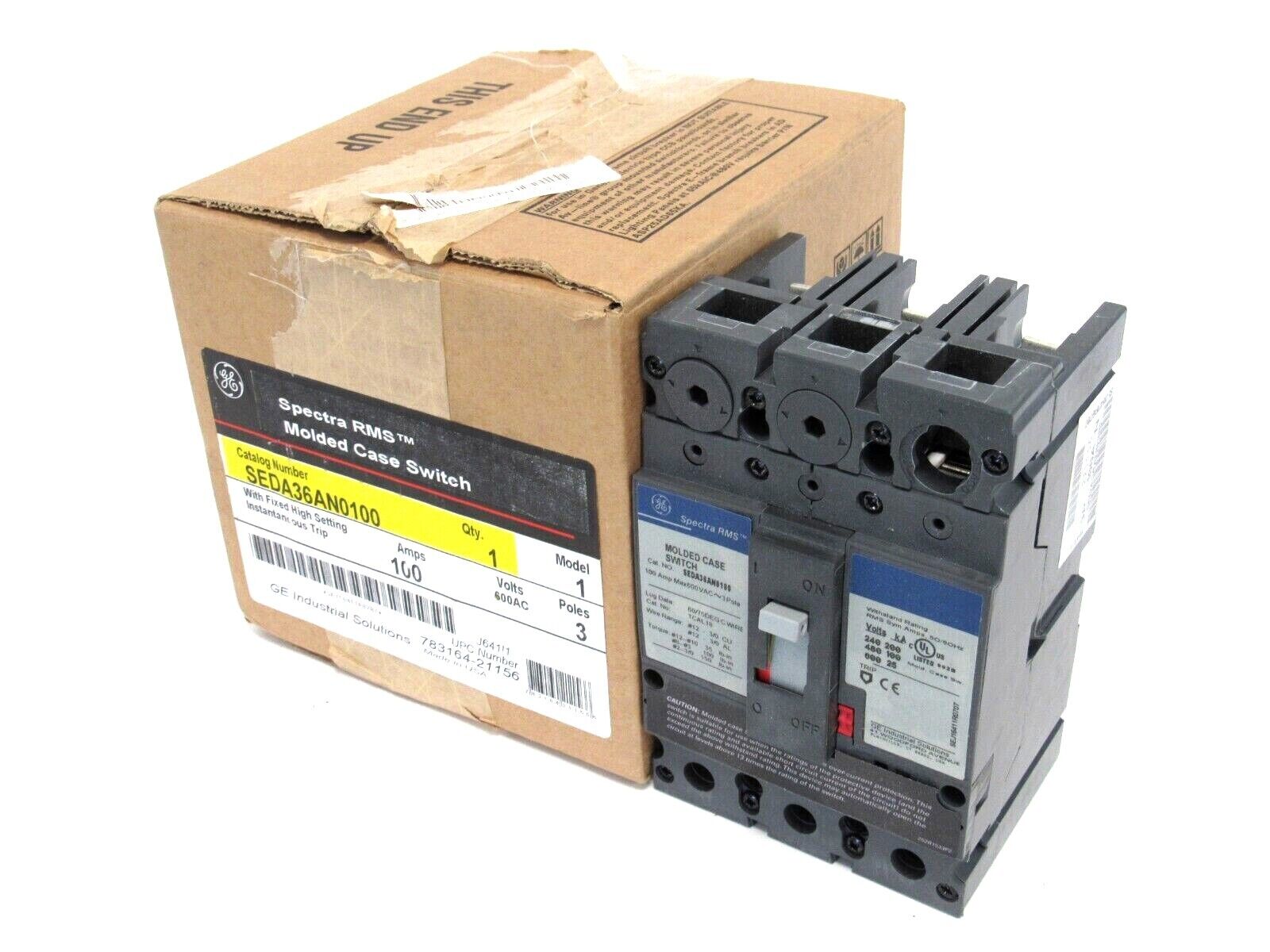 NEW GENERAL ELECTRIC SEDA36AN0100 CIRCUIT BREAKER 100A 3POLE MODEL 1 ...