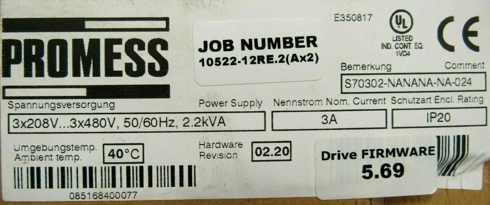 NEW PROMESS S70302-NANANA-NA-024 SERVO DRIVE S70302NANANANA024 - SB ...