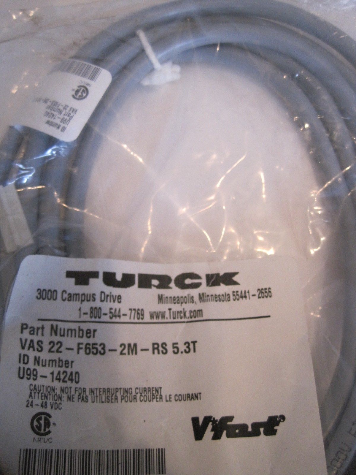 NEW TURCK ELEKTRONIK VAS 22-F653-2M-RS 5.3T CORDSET VAS22F6532MRS53T ...