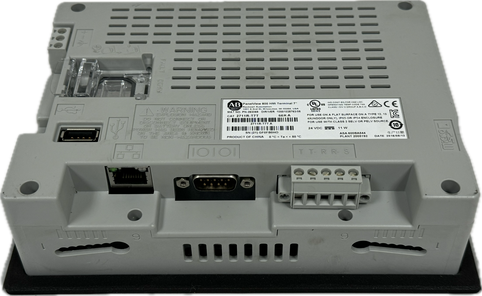 USED ALLEN BRADLEY 2711R-T7T PANELVIEW 800 SER. A 7IN. 2711RT7T - SB ...