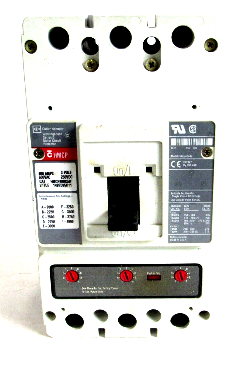 USED CUTLER HAMMER HMCP400X5W CIRCUIT BREAKER - SB Industrial Supply, Inc.