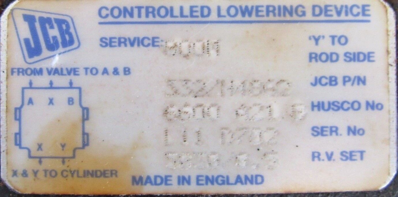NEW JCB 332/H4862 LOCKOUT VALVE 332H4862 332H4862 HUSCO 6601A-B1 - SB ...