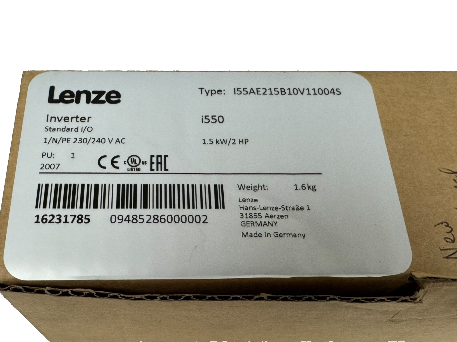 NEW LENZE I55AE215B10V11004S STANDARD I/O INVERTER i550 2HP - SB ...