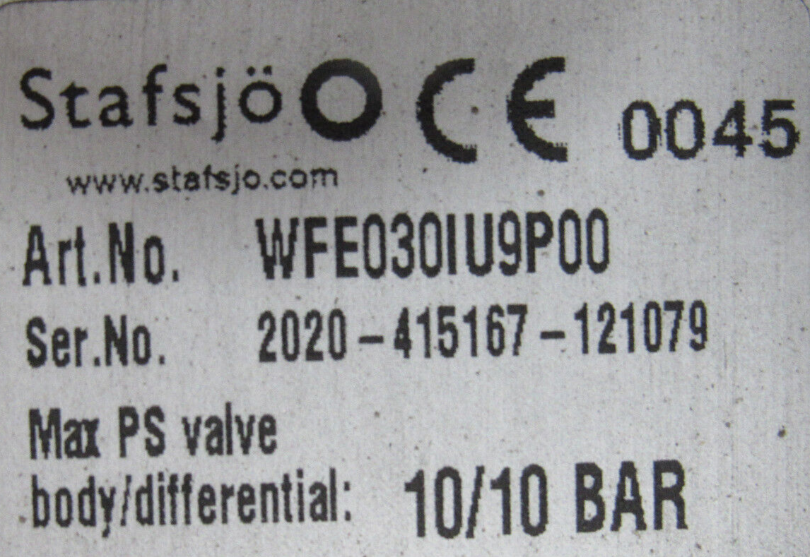 NEW STAFSJO WFE030IU9P00 KNIFE GATE VALVE 12" WB14E/SC200 SEC.200-320M ...
