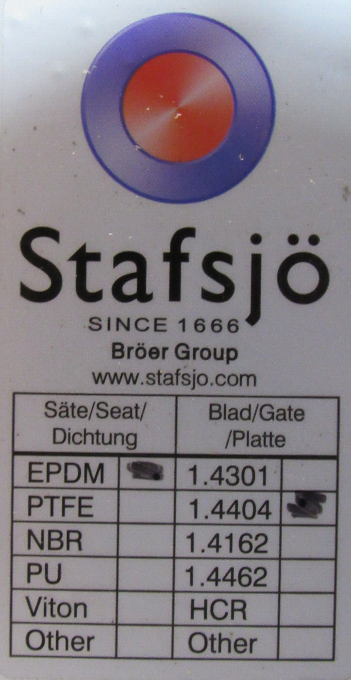 NEW STAFSJO WFE030IU9P00 KNIFE GATE VALVE 12" WB14E/SC200 SEC.200-320M ...