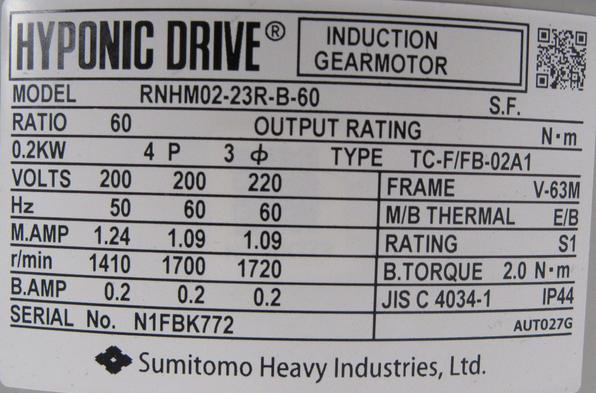 NEW SUMITOMO RNHM02-23R-B-60 GEAR REDUCER 60:1 RNHM0223RB60 - SB ...