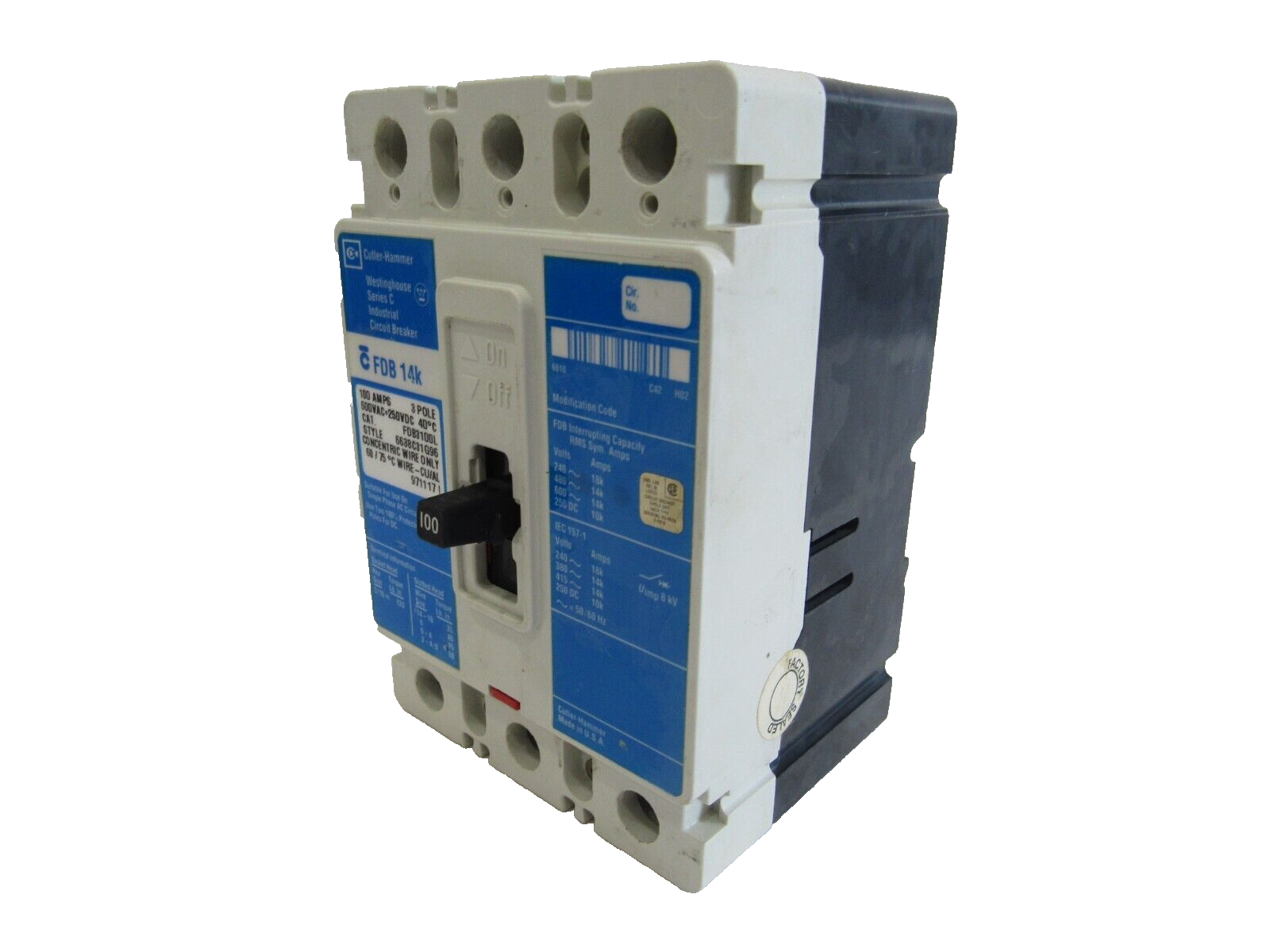 NEWCUTLER HAMMER-WESTINGHOUSE FDB3100LS05 CIRCUIT BREAKER FDB 14K - SB ...