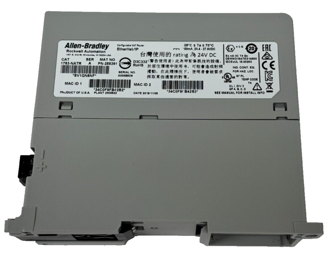 ALLEN BRADLEY 1783-NATR ETHERNET/IP ROUTER MODULE SER. A PRE-OWNED ...