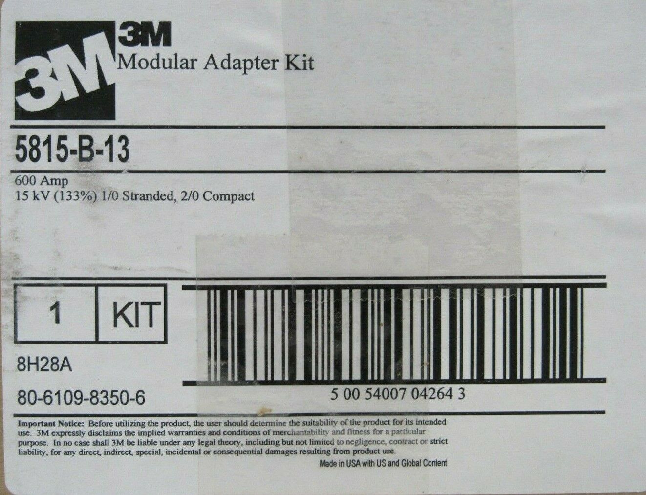 NEW 3M 5815-B-13 MODULAR ADAPTER KIT 5815B13 80-6109-8350-6 - SB ...