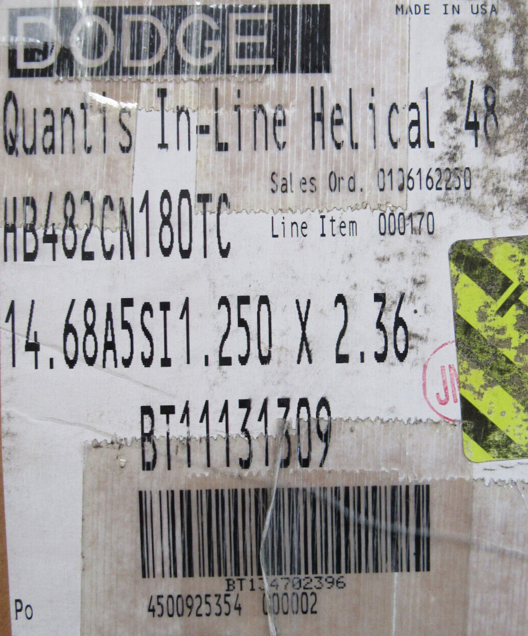NEW DODGE HB482CN180TC IN-LINE HELICAL REDUCER 14.68:1 - SB Industrial ...