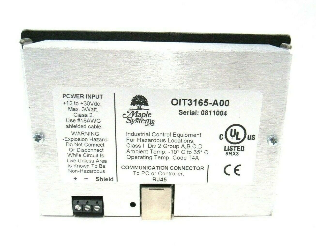 NEW MAPLE SYSTEMS OIT3165-A00 OPERATOR INTERFACE TERMINAL OIT3165A00 - SB Industrial Supply, Inc.