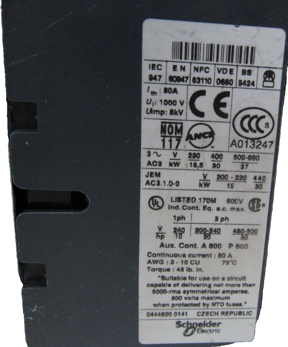 NEW SCHNEIDER ELECTRIC LC1D65 CONTACTOR - SB Industrial Supply, Inc.