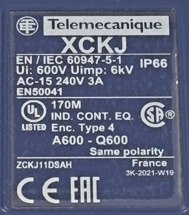 NEW TELEMECANIQUE 240V 3A LIMIT SWITCH XCKJ - SB Industrial Supply, Inc.