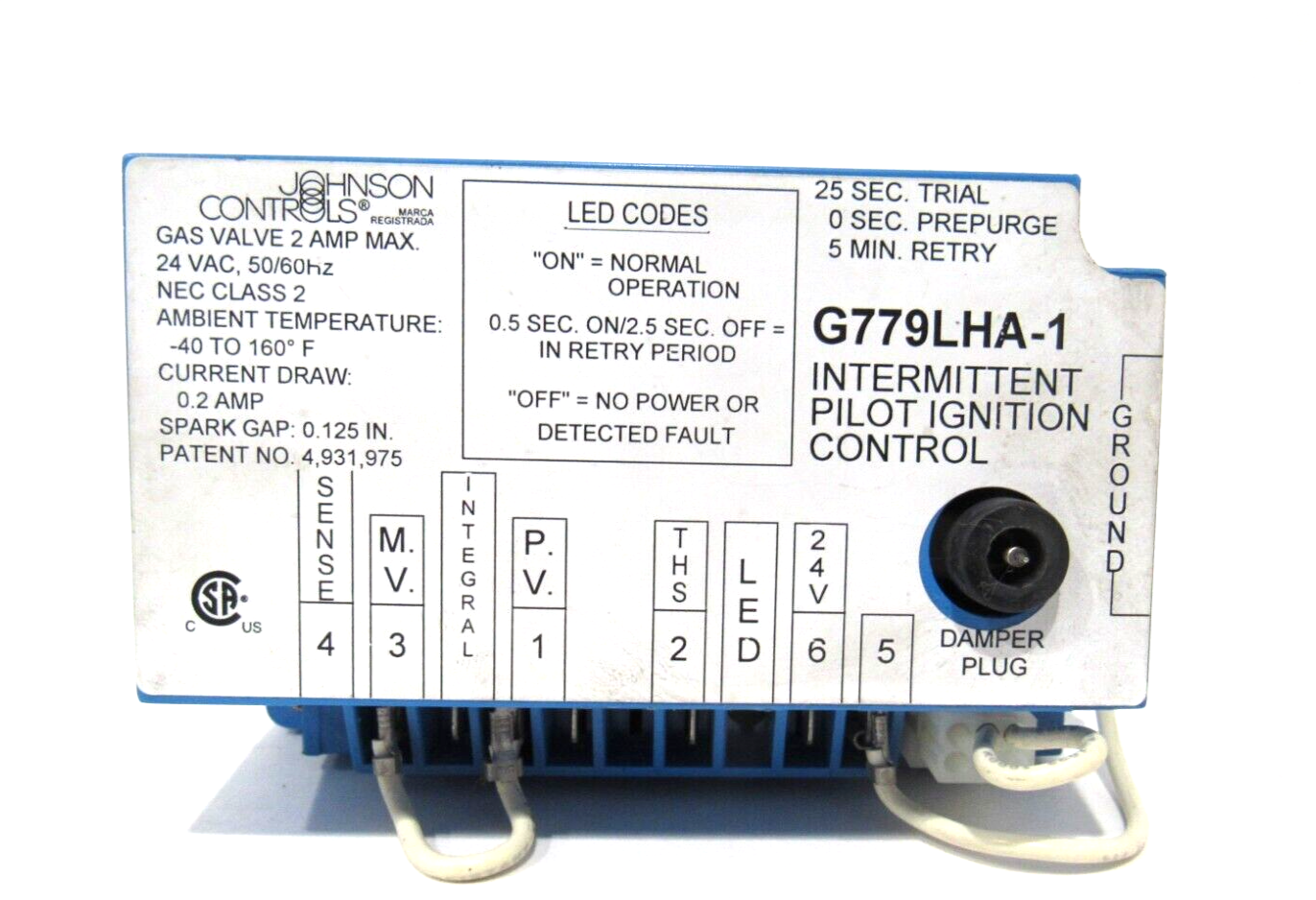 USED JOHNSON CONTROLS G779LHA-1 PILOT IGNITION CONTROL G779LHA1 - SB ...