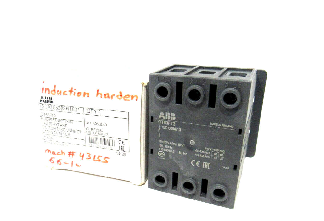 NEW ABB OT63FT3 DISCONNECT SWITCH 1SCA105382R1001 - SB Industrial ...