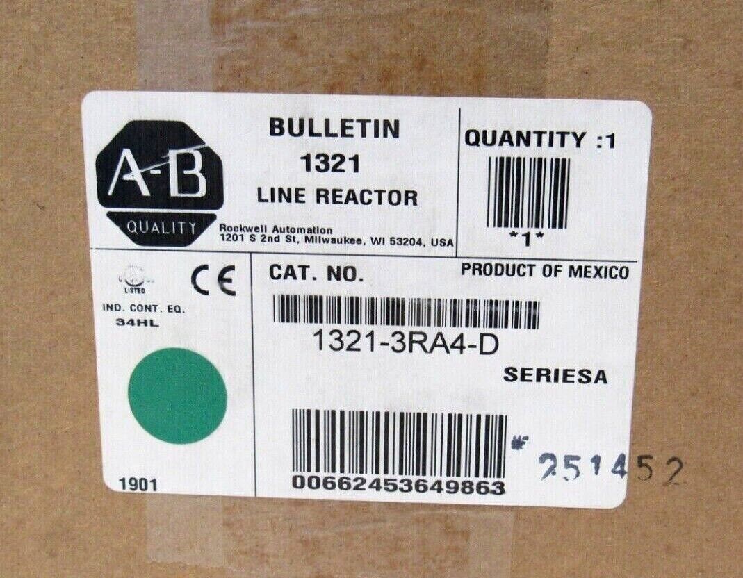 NEW ALLEN BRADLEY 1321-3RA4-D LINE REACTOR SER.A 13213RA4D - SB ...